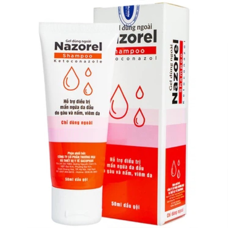 Dầu gội Nazorel Shampoo Ketoconazol giảm gàu và nấm trên da đầu 50ml ...