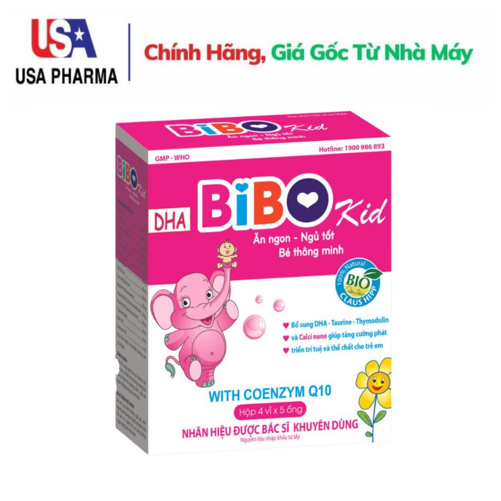 DHA Bibo kid -Siro Ăn ngon ngủ tốt, thông minh - Bổ sung dha ,taurin, thymomodulin, canxi (Hộp ...