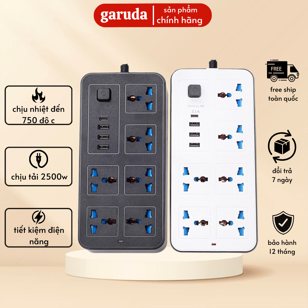 Ổ điện đa năng chính hãng GARUDA 3 cổng USB 15v sạc nhanh, 1 type c ...