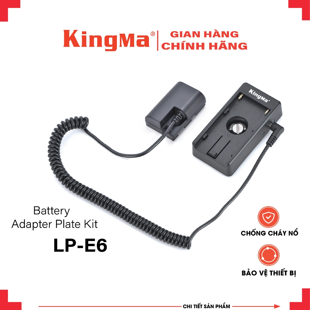 Bộ Ghép Nối DC Dummy Pin LP-E6 KINGMA Với Đế Gài Pin NP-F970/770/570 KINGMA . Bảo Hành 12 Tháng ...