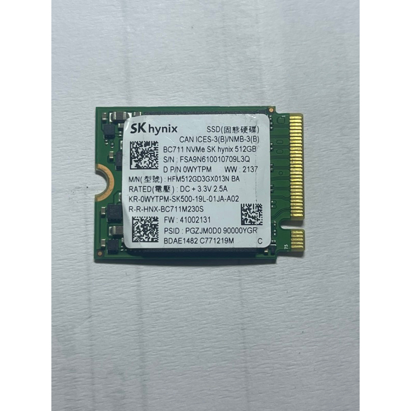 Ổ Cứng SSD SK Hynix BC711 2230 512gb M.2 NVMe Gen 3x4 tặng khay chuyển ...