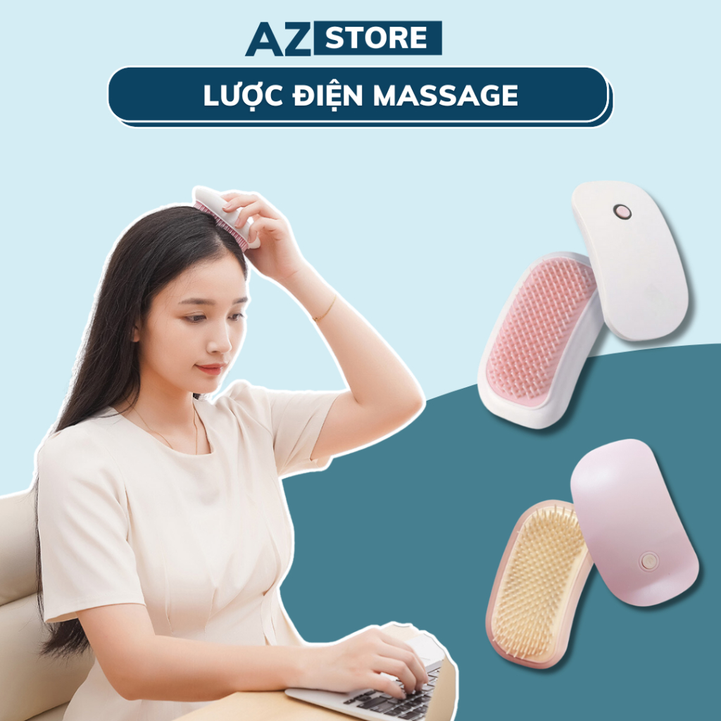 Lược điện Mini dưỡng sinh, massage da đầu, giải tỏa căng thằng - AZ Store ( tặng kèm 2 pin ...