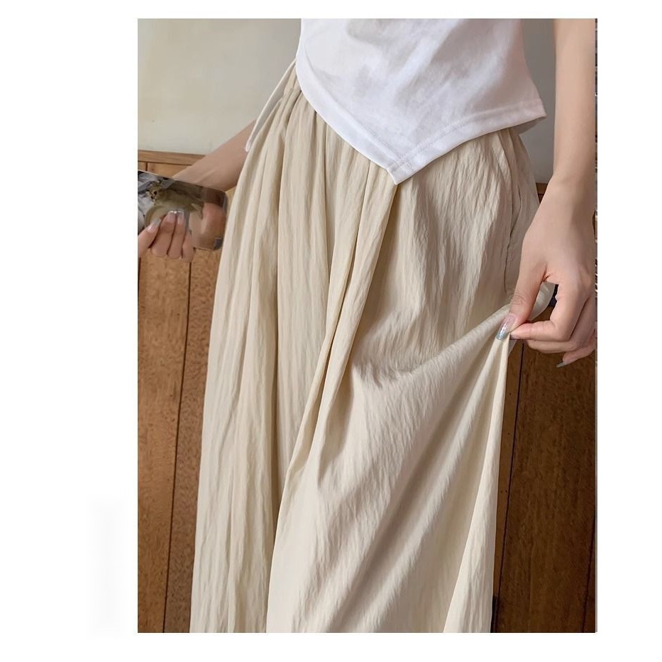 BARE_Quần Thun Dài Nữ Ống Rộng Nhăn Cạp Cao Chất Dù Gió Nhăn Siêu Hack Dáng -Q055, Q067 | Shopee ...