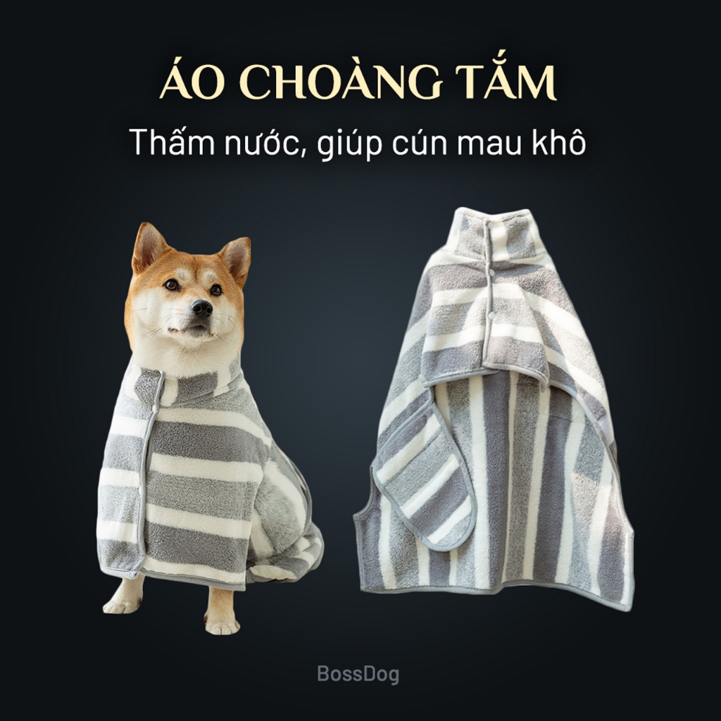 Khăn tắm cho chó mèo - Áo choàng tắm bông cho thú cưng | BossDog ...