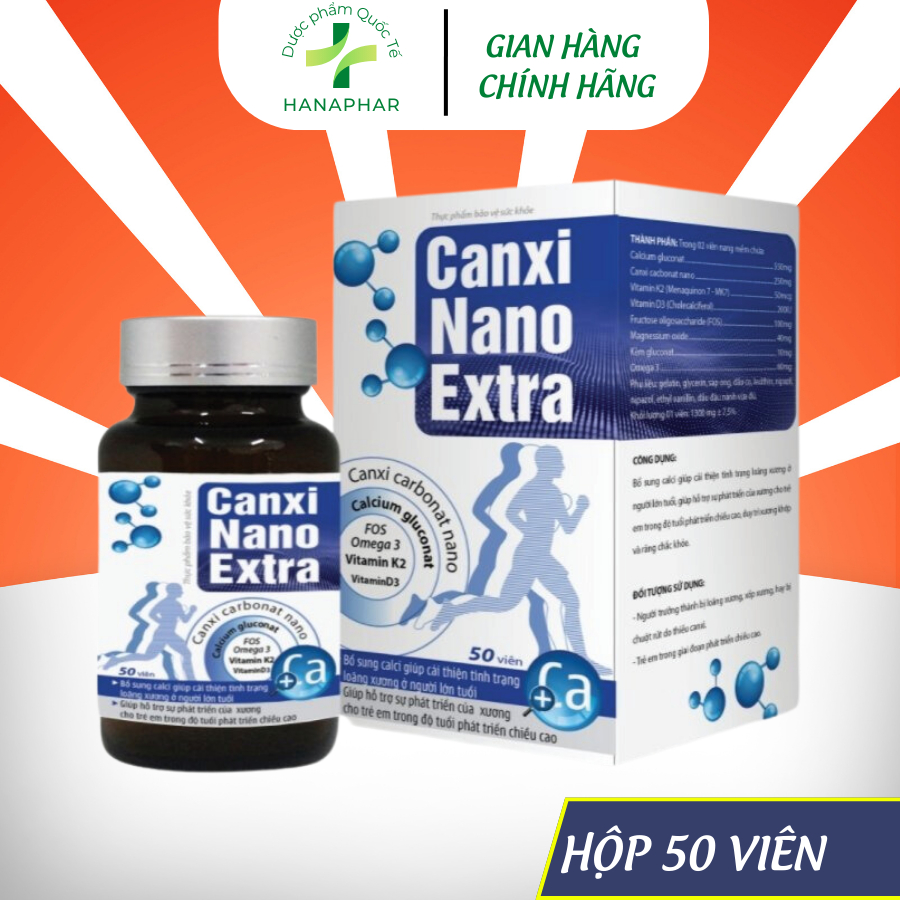 CANXI NANO EXTRA - Viên uống bổ sung canxi vitamin D3, K2 giúp xương chắc khỏe, ngừa loãng xương ...
