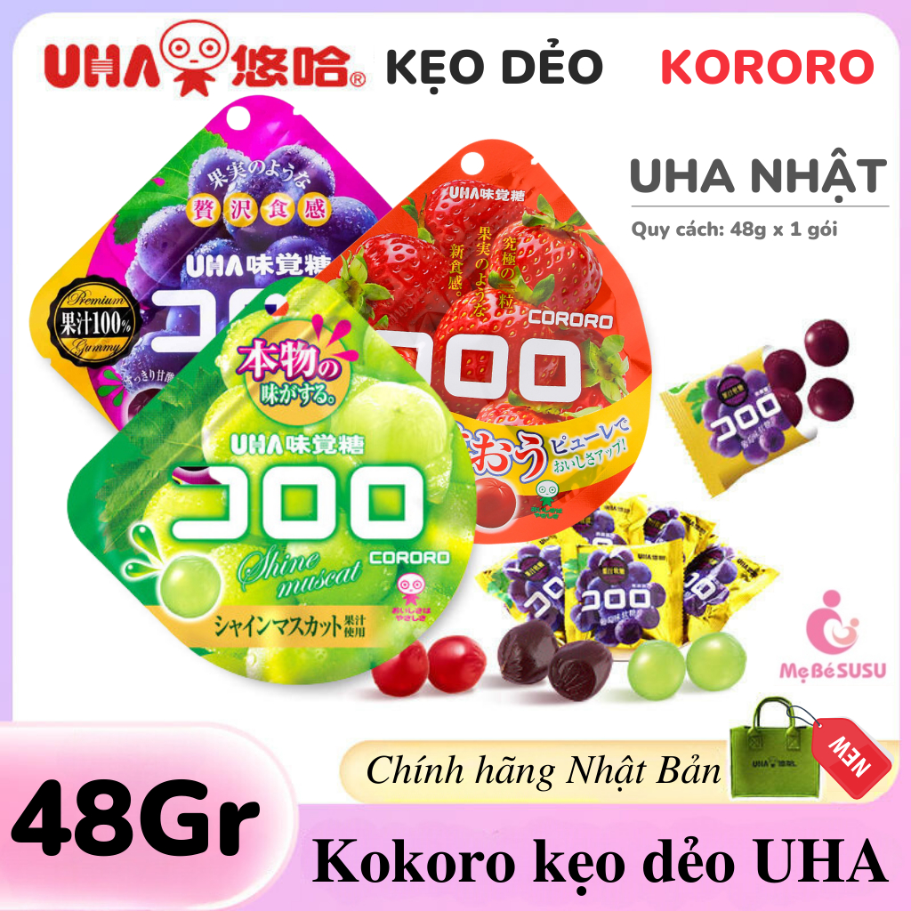 Kẹo dẻo Uha Kororo 4 vị dâu, nho, đào Nhật Bản | Shopee Việt Nam