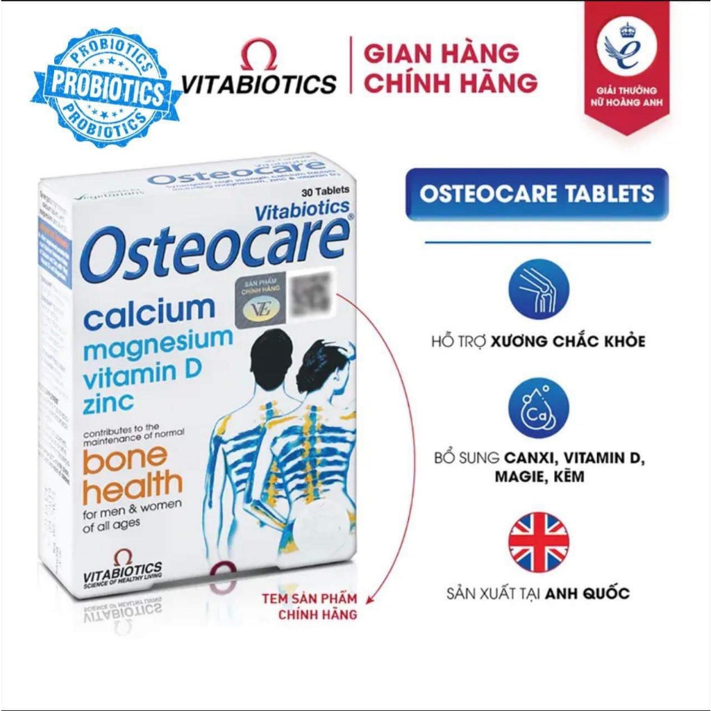Viên Uống Chắc Khỏe Xương Vitabiotics OSTEOCARE Nhập khẩu Bổ Sung Canxi, Vitamin D Và Khoáng ...