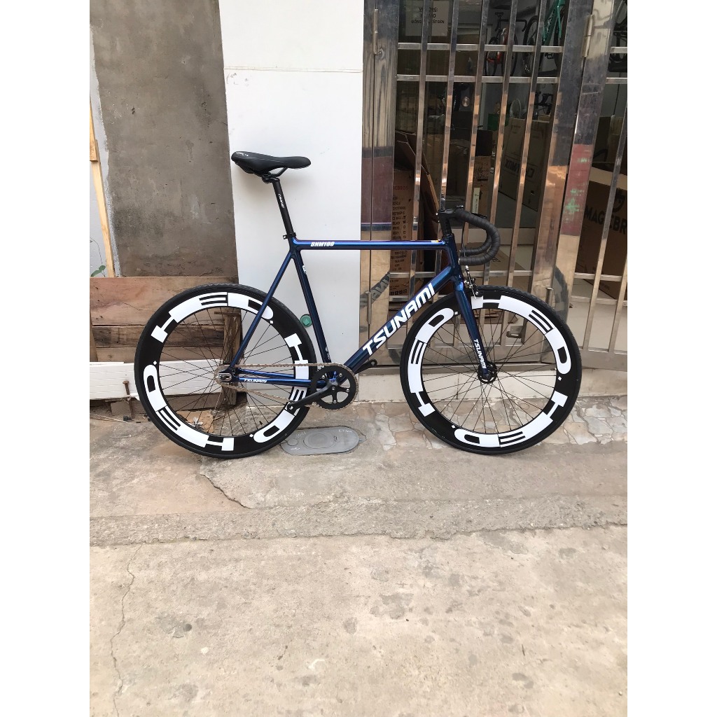(Chat với shop trước khi đặt hàng) Xe đạp fixgear Tsunami 100 màu xanh ...