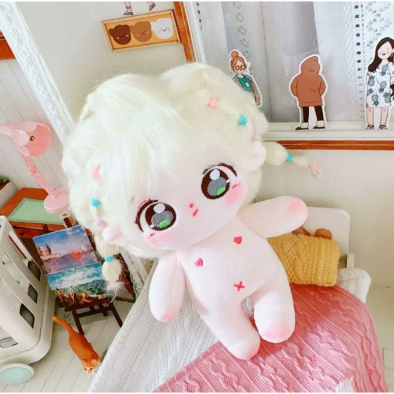 Búp bê bông 20cm tóc tơ bằng cotton, tự make up, làm tóc theo sở thích ...