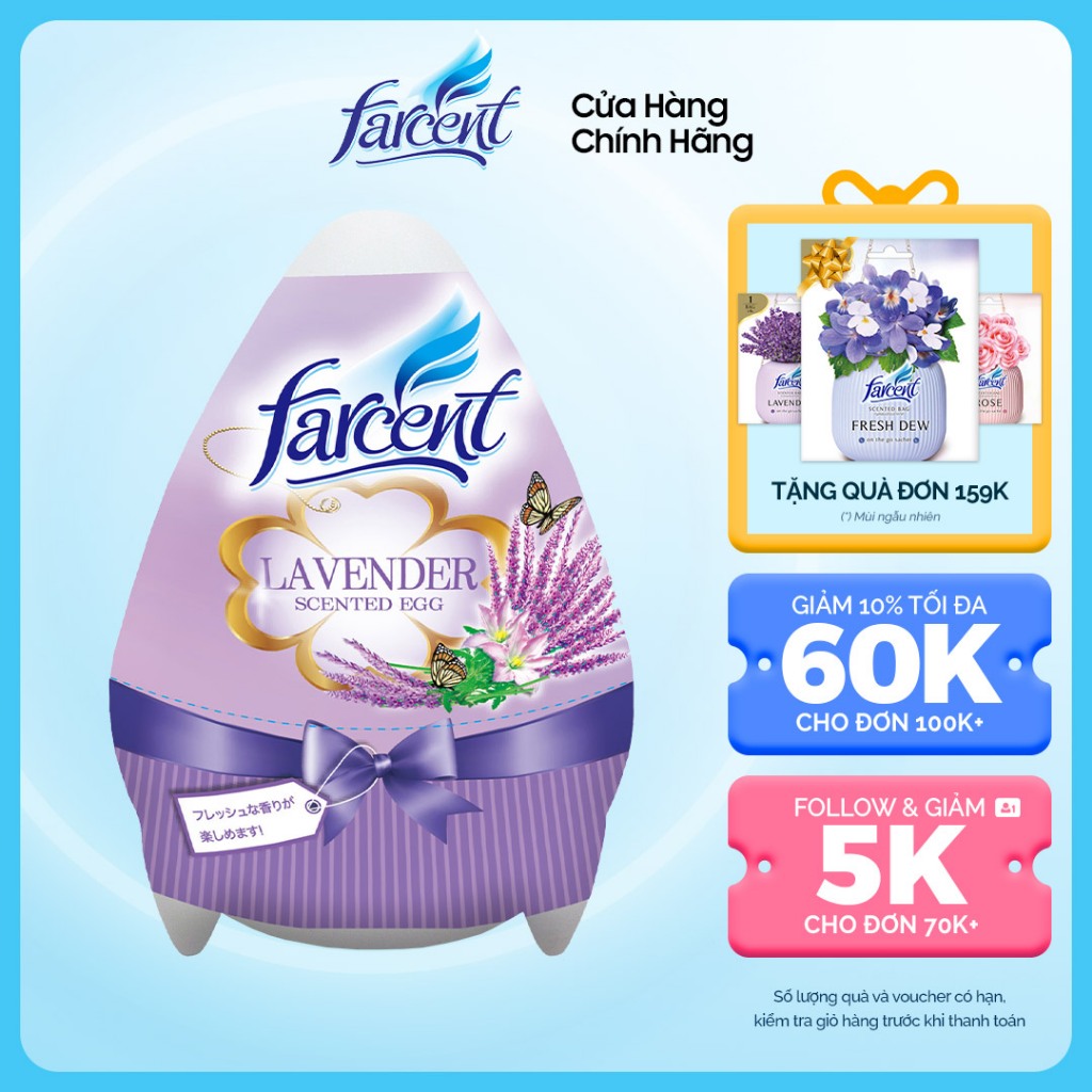 Sáp thơm phòng khử mùi hiệu quả, hình trứng Farcent Hoa Oải Hương 170g chính hãng | Shopee Việt Nam