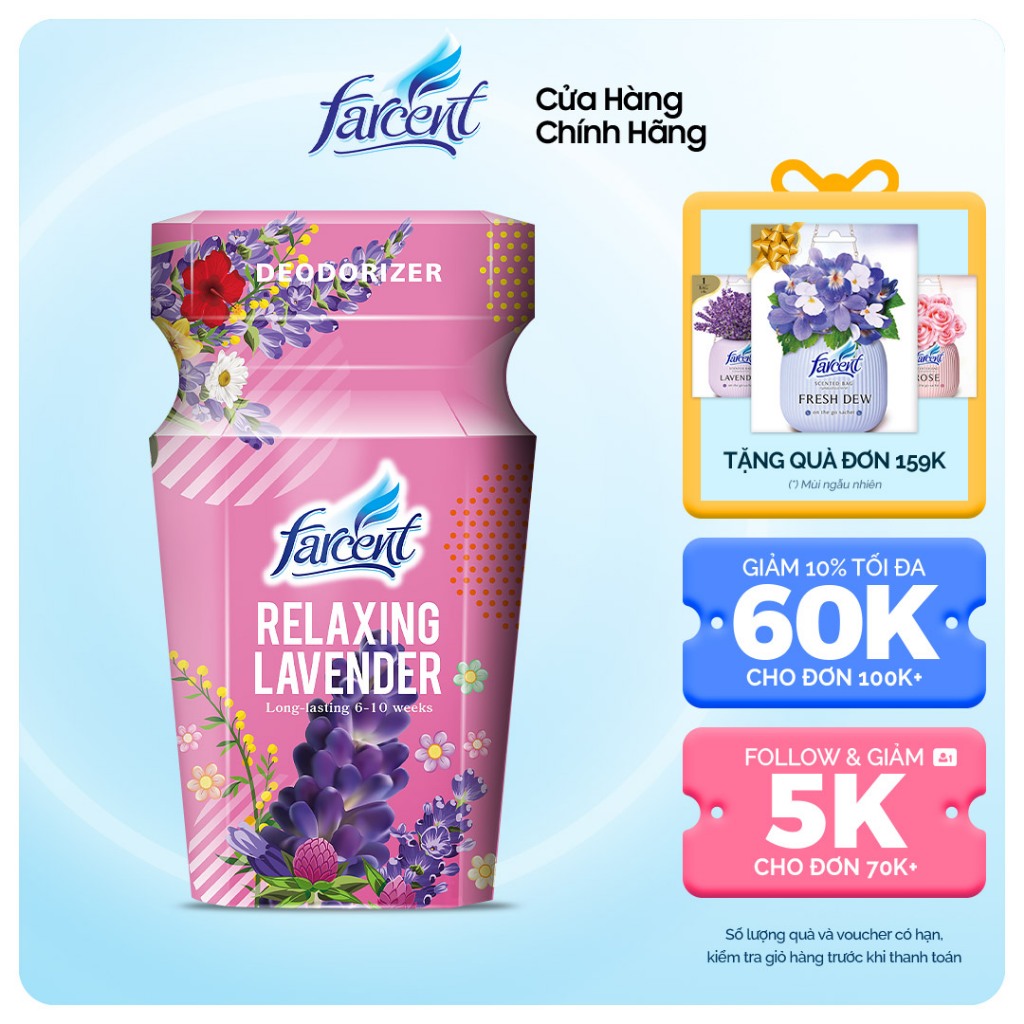 Hộp toả hương khử mùi thanh lọc không khí Farcent Oải Hương 300ml cho bếp, phòng khách, phòng ...