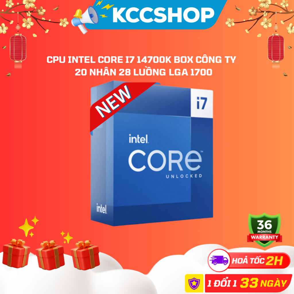 CPU Intel Core i7 14700K (3,4 Ghz, up to 5.60GHz, 20 Nhân 28 Luồng, 33 ...