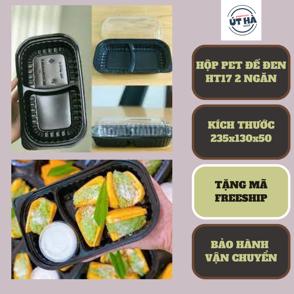 Lốc 50 Hộp nhựa đế đen HT203 HT17 HT12 JB25 HT26 (4 ngăn) jb88 (3 ngăn) JB03 (tam giác) 6, 4, 2 ...