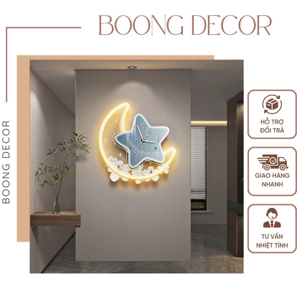 Đồng Hồ Treo Tường Ngôi Sao Decor Trang Trí Phòng Đẹp Mắt Phong Cách ...