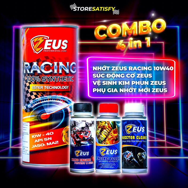 Nhớt Zeus Racing 10w40 EsTer , Zeus Racing Full Tổng Hợp Cho Xe Số, Côn ...