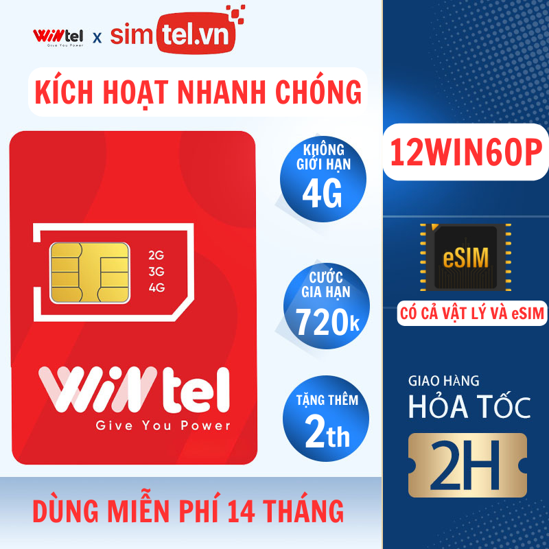 Sim Data 4G Wintel 12Win60P Tốc Độ Cao Không Giới Hạn, Sim Wintel ...