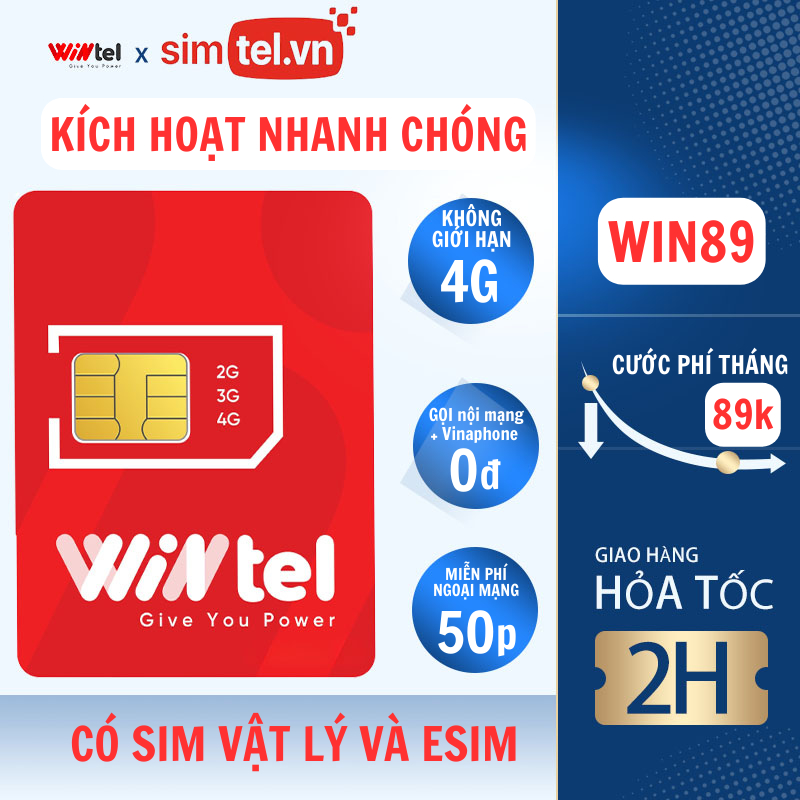 Sim Data 4G Wintel Win89 Tốc Độ Cao Không Giới Hạn - Miễn Phí Gọi Nội Mạng Và 50p Ngoại Mạng, Hỗ ...