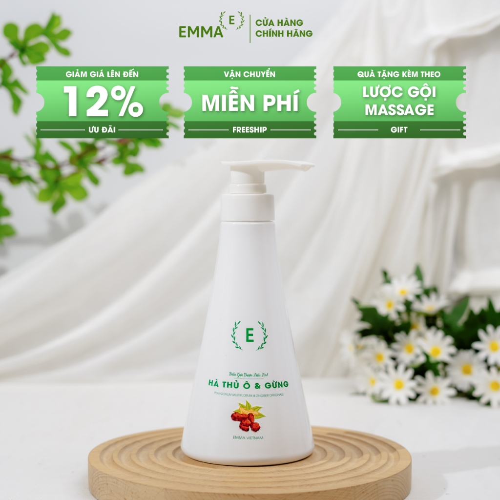 Tặng lược massage- Dầu Gội Hà Thủ Ô & Gừng suôn mượt tóc ( CÔNG TY EMMA ...