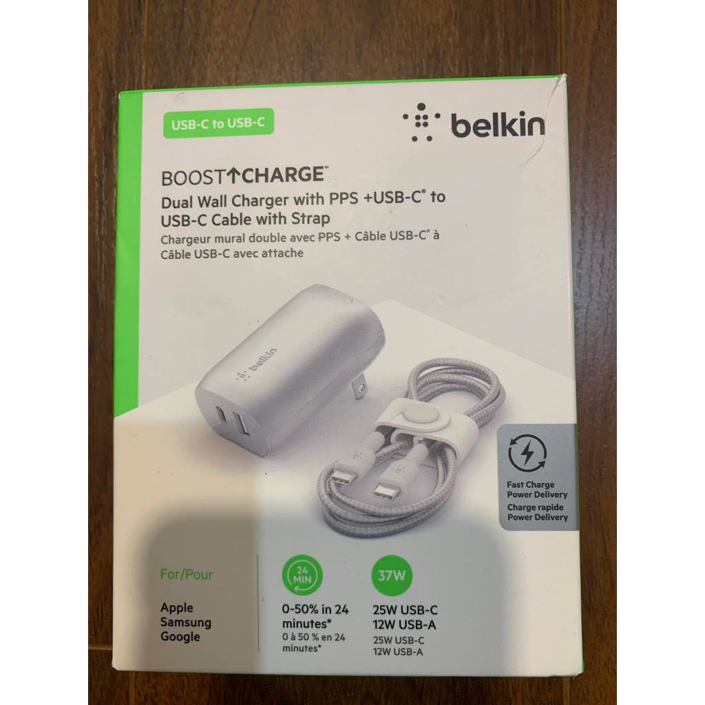 [Original] Bộ cáp sạc Belkin 37W 2 port + cáp bọc dù USB-C to USB-C ...
