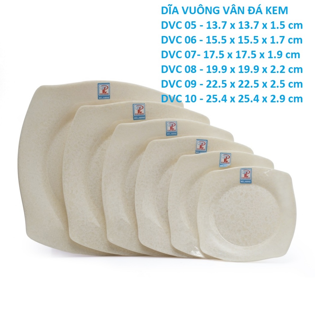 Dĩa vuông cạn nhựa melamine vân đá kem - DVC05 ->DVC10 | Shopee Việt Nam