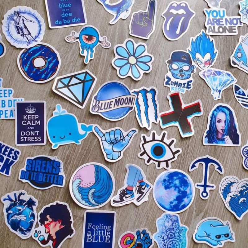 Sticker Màu Xanh Nước Biển Chất liệu PVC chất lượng cao chống nước ...