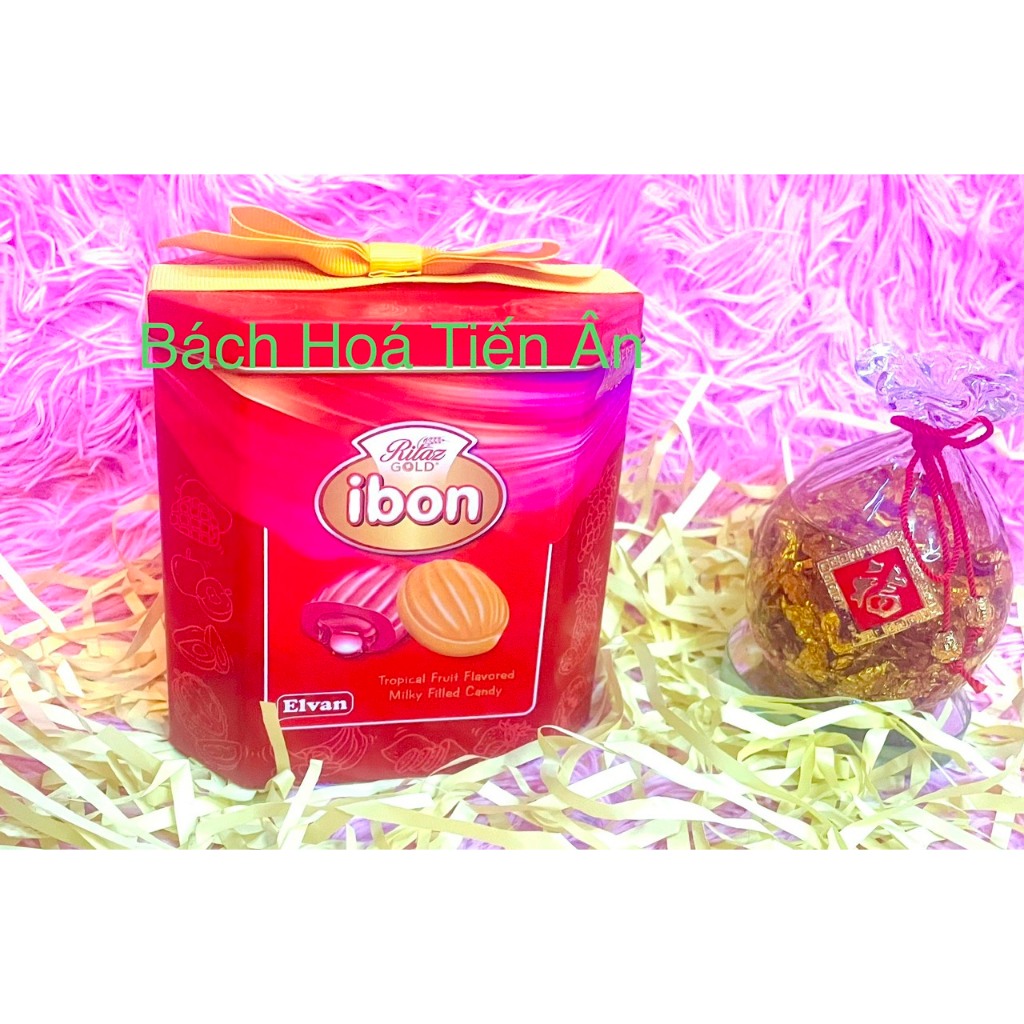 Kẹo Sữa RITAZ GOLD IBON Elvan nhân sốt trái cây nhiệt đới hộp thiết có nơ 120g tết an khang ...