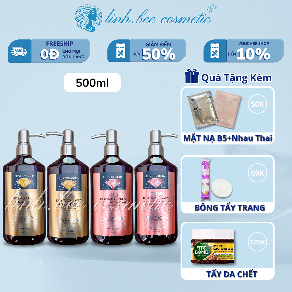 Cặp Dầu Gội Xả Biotin Collagen Luxury Hương Nước Hoa 500ml Thơm Lâu ...