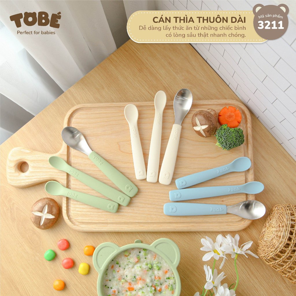 Tobe Set 3 Thìa Ăn Dặm Eco Silicon Mềm An Toàn Thiết Kế Bo Tròn Với Đầu ...
