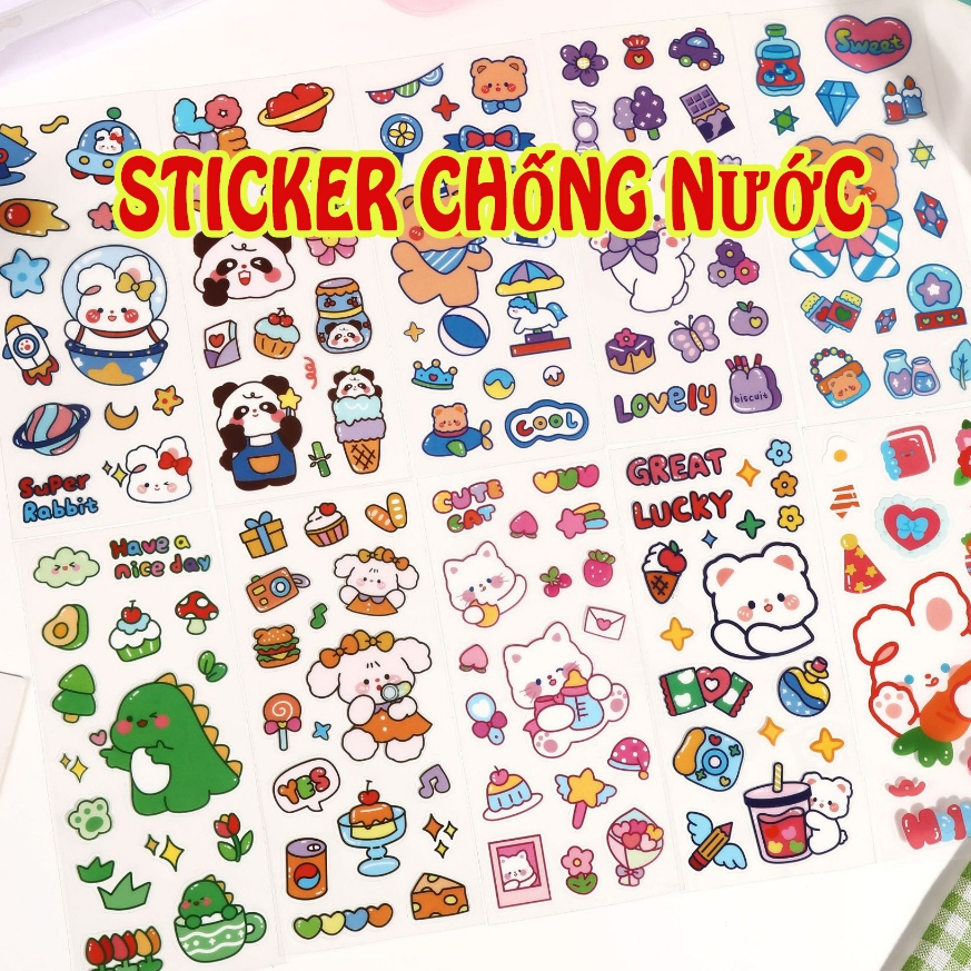 Set combo sticker 5 -10 tờ sticker nhãn dán 18x8cm [+TẶNG DÂY BUỘC TÓC ...