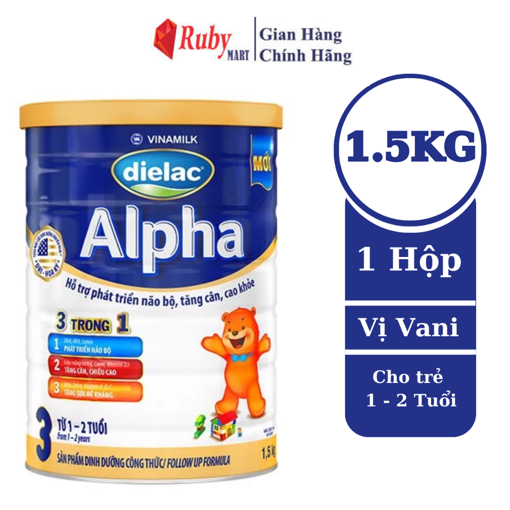[Date T7/25] Sữa bột Dielac Alpha 3 - lon 1,5kg (cho trẻ từ 1 - 2 tuổi ...