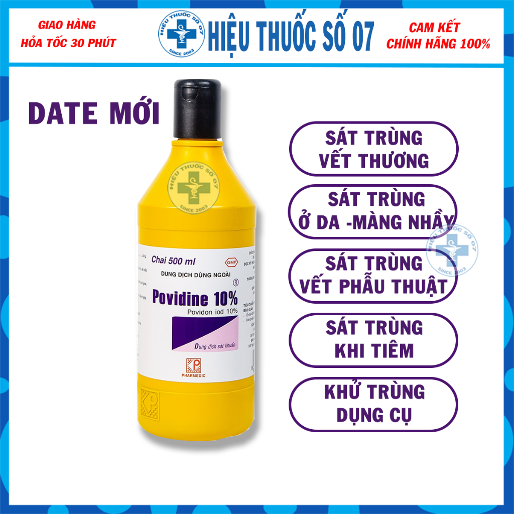 Dung dịch Povidine 10% Pharmedic sát trùng, sát khuẩn vết thương (500ml ...