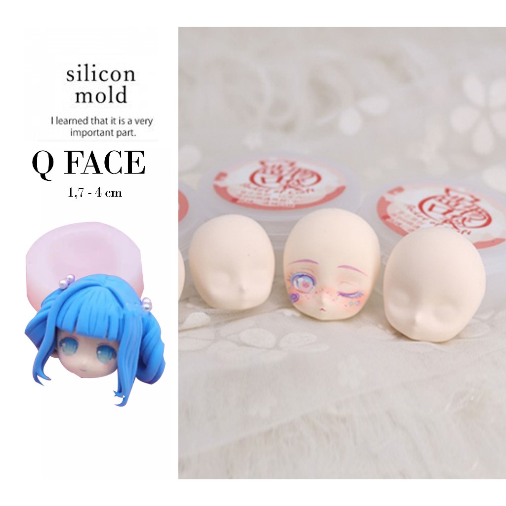 Q FACE Khuôn silicone nặn đất sét mặt doll chibi bjd nendoroid | Shopee ...