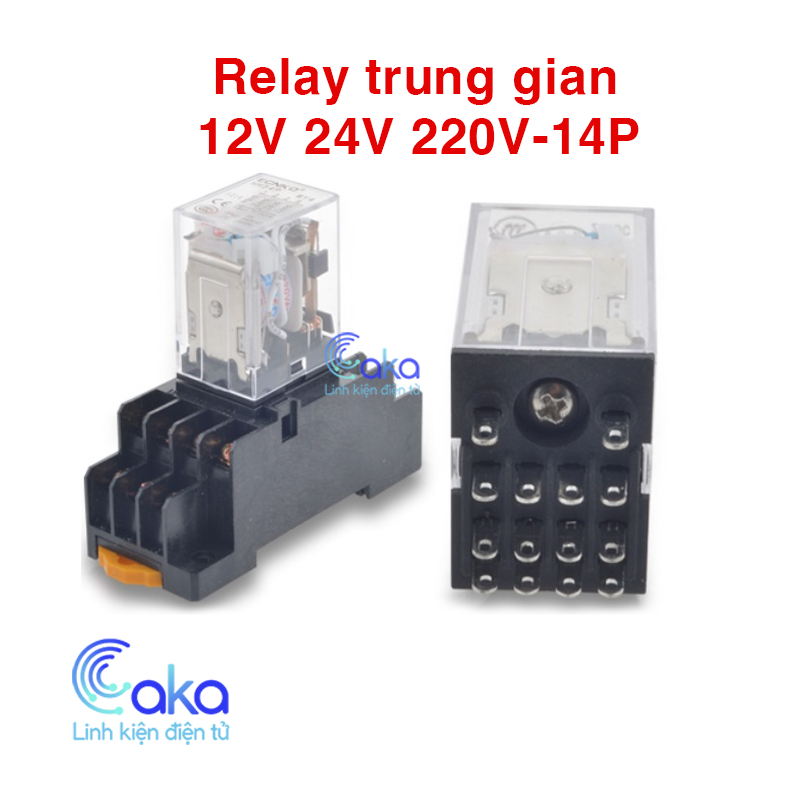 Relay trung gian 14 chân 12V/24V/220V 5A | Shopee Việt Nam