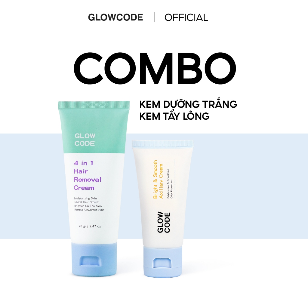 Combo kem tẩy lông và kem dưỡng trắng GlowCode 4IN1 70gr+30gr | Shopee ...