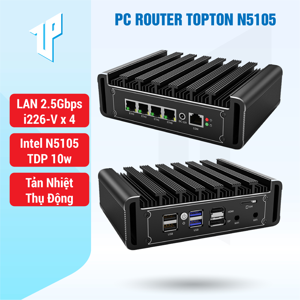 Mini PC Router Topton N5105 「LAN 2.5Gbps x 4 Router NAS Web Server Plex ...