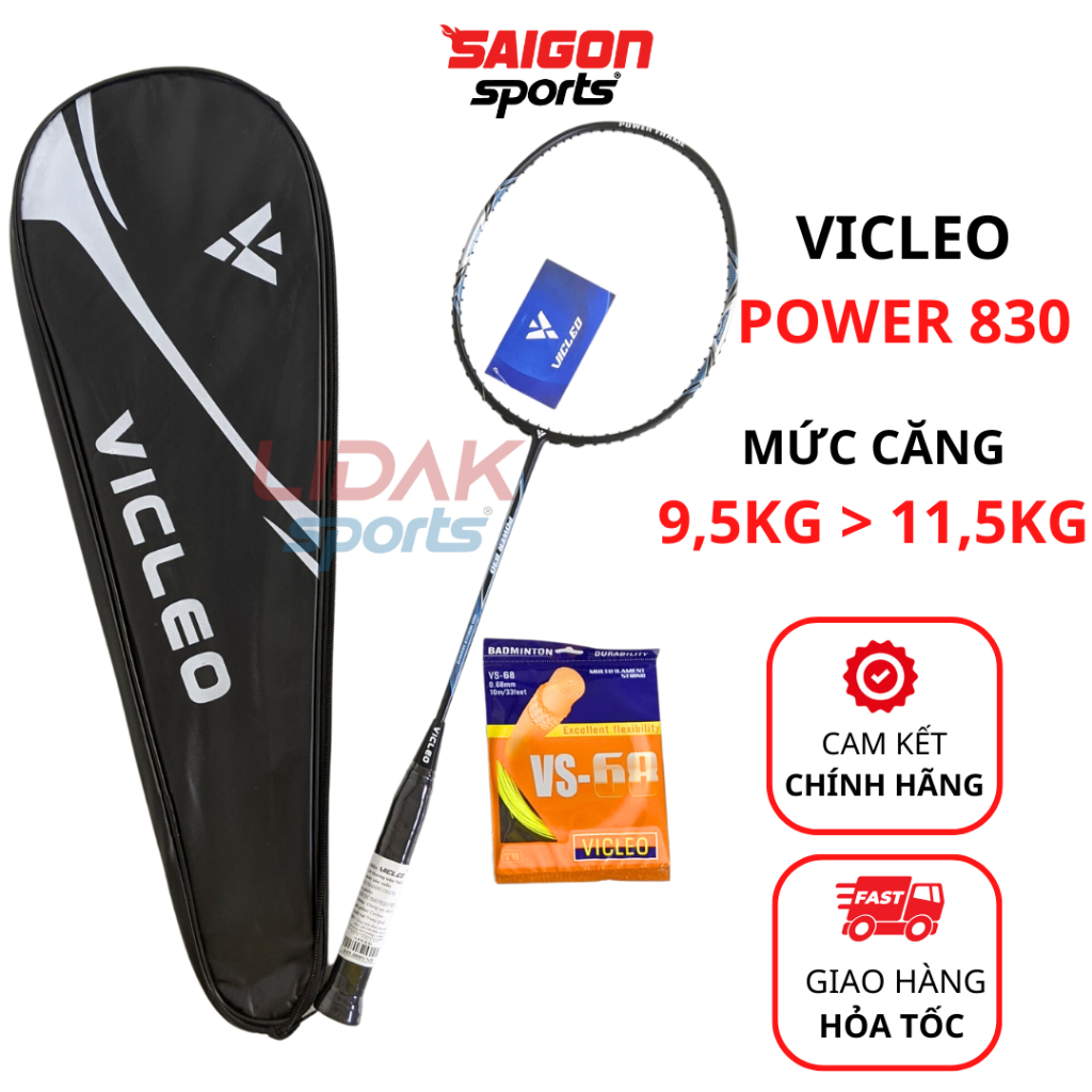 Vợt cầu lông chính hãng VICLEO POWER 830 khung carbon mức căng 10kg đến ...
