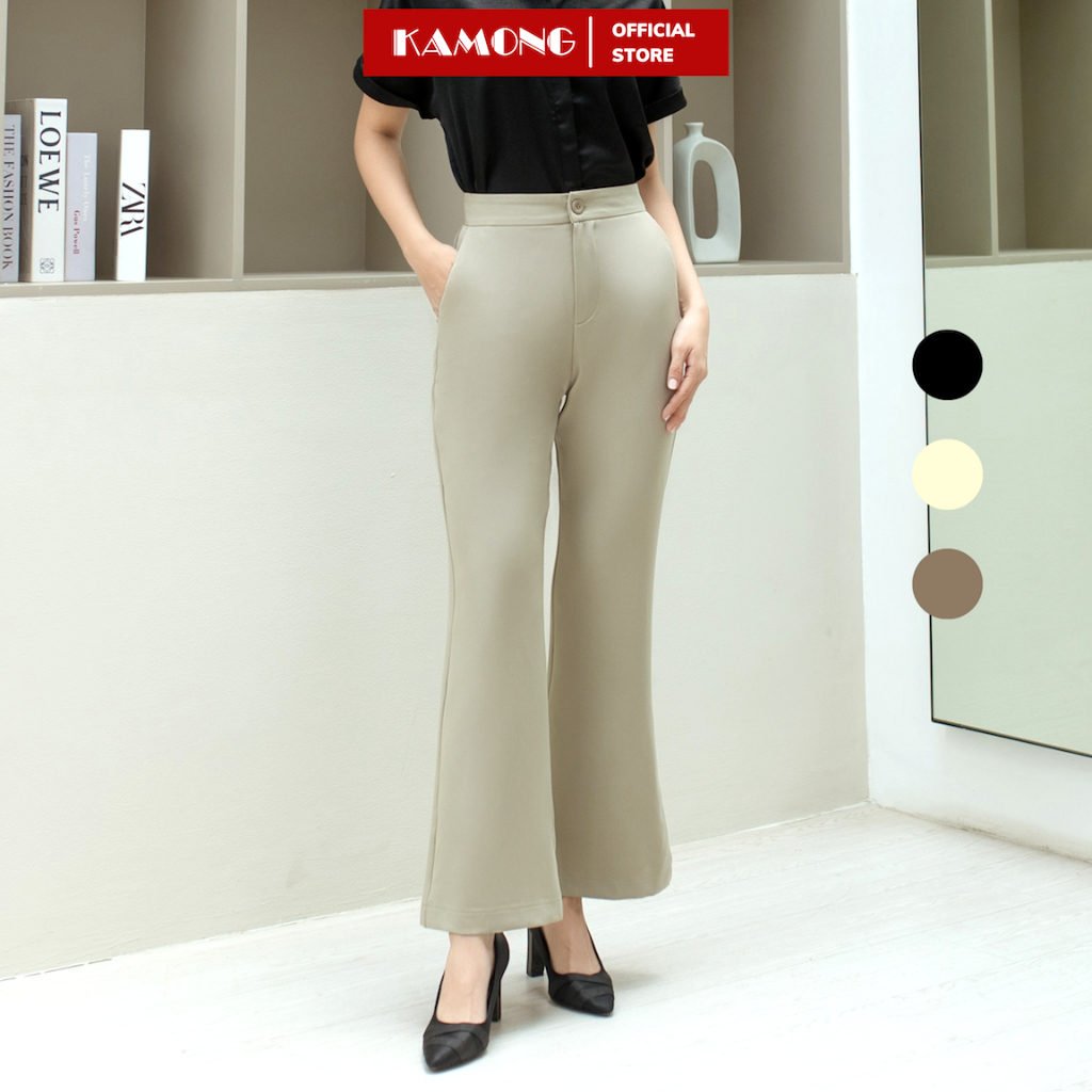 Quần tây ống loe nữ KAMONG cạp cao công sở Q014 | Shopee Việt Nam