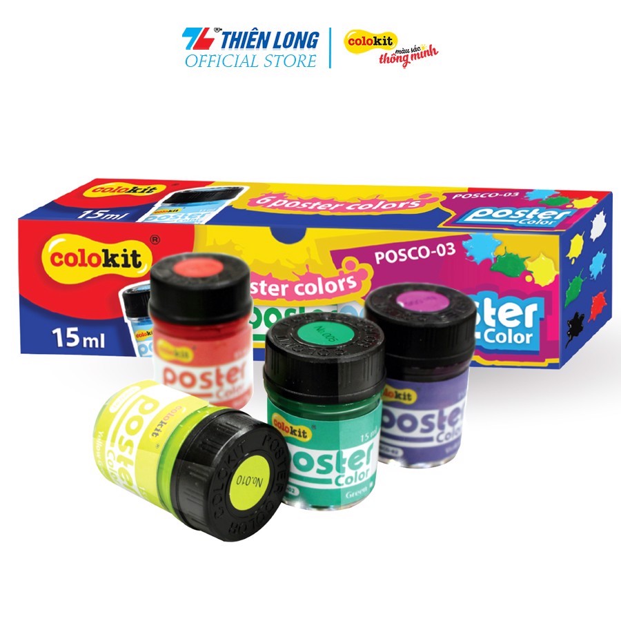 Hộp 12 màu nước dung tích 15ml Poster Color Thiên Long Colokit POSCO-02 ...