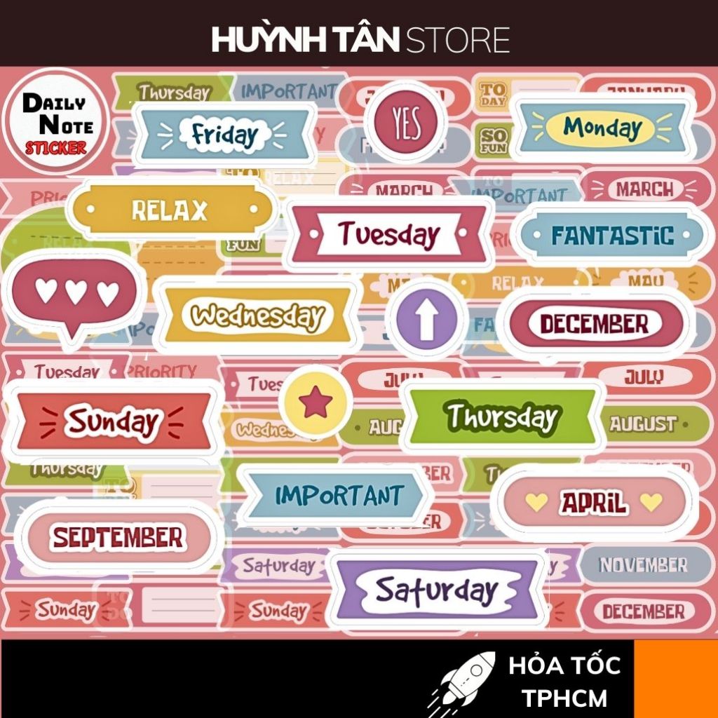 Bộ 20 hình dán sticker nhám Daily Note đa dạng với mẫu trang trí độc ...