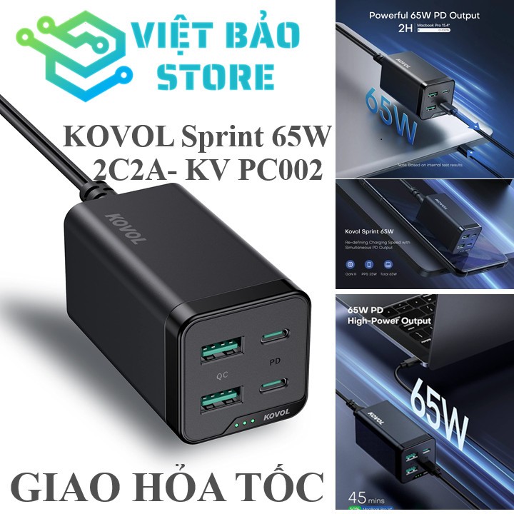 Sạc để bàn 65W 4 cổng 2C2A Kovol Charging Mate GaN PD 4 port KV-PC002 | Shopee Việt Nam