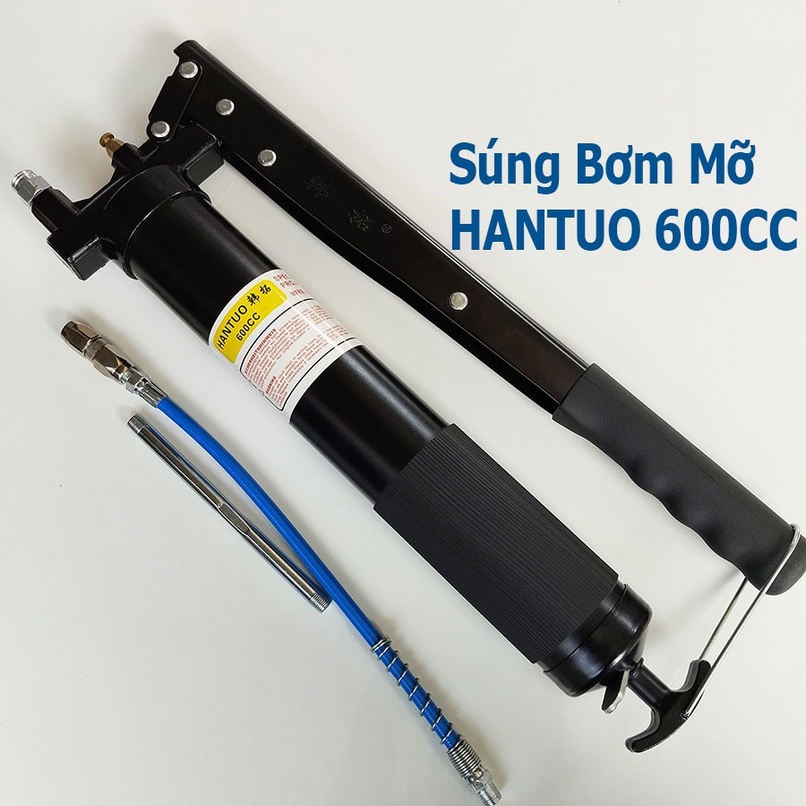 Súng bơm mỡ bóp tay HANTUO 600CC trợ lực - Dụng cụ để bơm nhồi mỡ bò áp ...