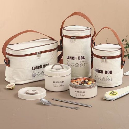Hộp đựng cơm giữ nhiệt văn phòng lúa mạch Lunch box 3 tầng Inox 304 ...