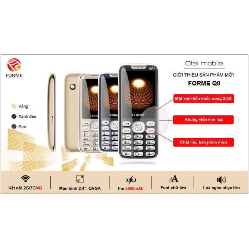 Điện Thoại 4G Forme Q8 2 Sim mh 2.4in, pin trâu - Hàng Chính Hãng ...