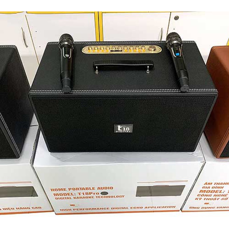 Loa karaoke cao cấp xách tay T18 PRO (Loa nhập khẩu cao cấp, 3 đường tiến, 2 Mic UHF bắt sóng ...