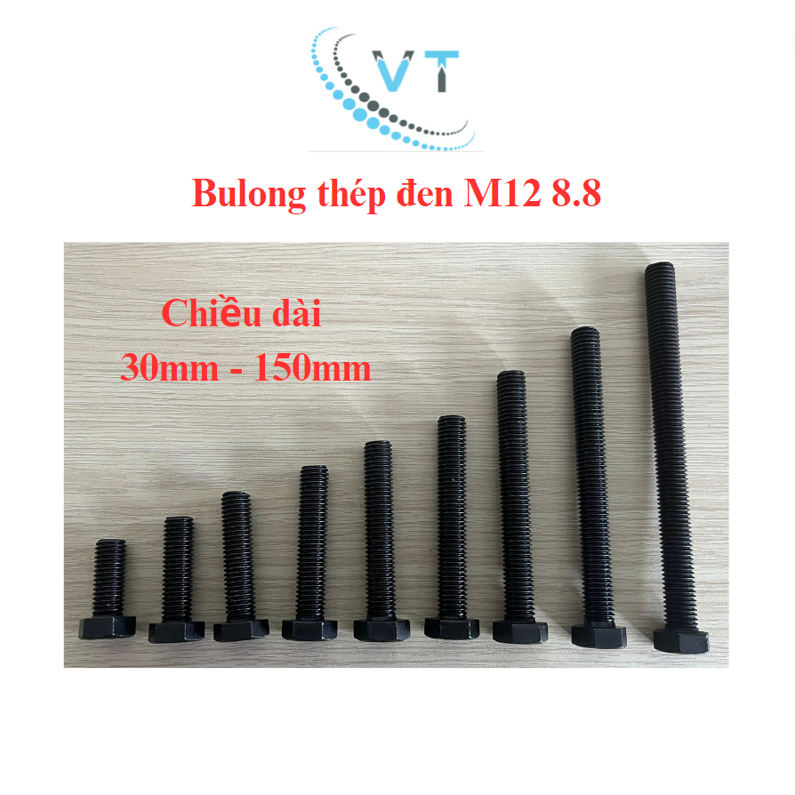 Bulong lục giác ngoài thép đen cấp bền 8.8 M12 size 30mm - 150mm ...