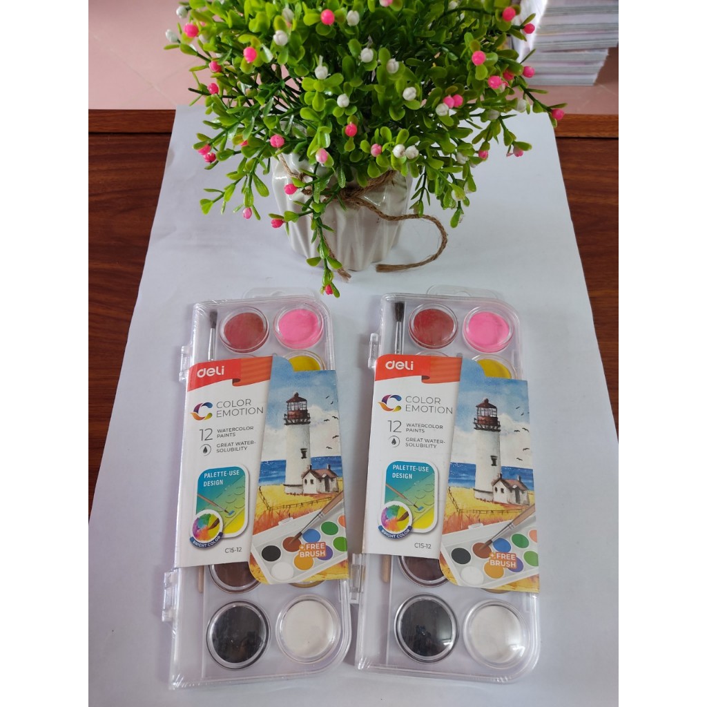 Màu Nước Dạng Nén Deli COLOR EMOTION 12 Màu cho Học Sinh Vẽ Chuyên ...