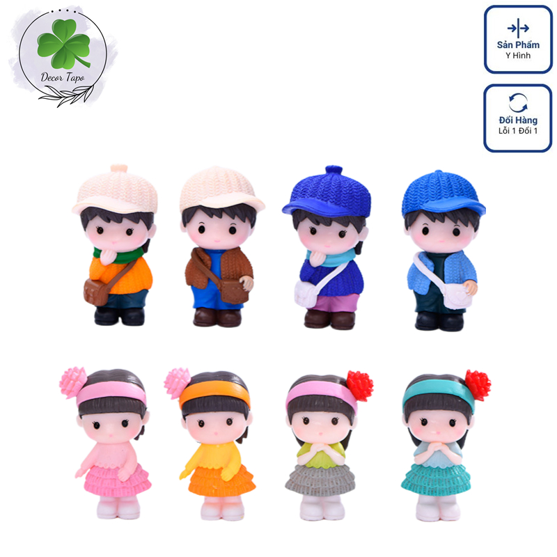 Mô hình cặp đôi mặc đồ len mini cute phụ kiện tiểu cảnh động vật trang ...