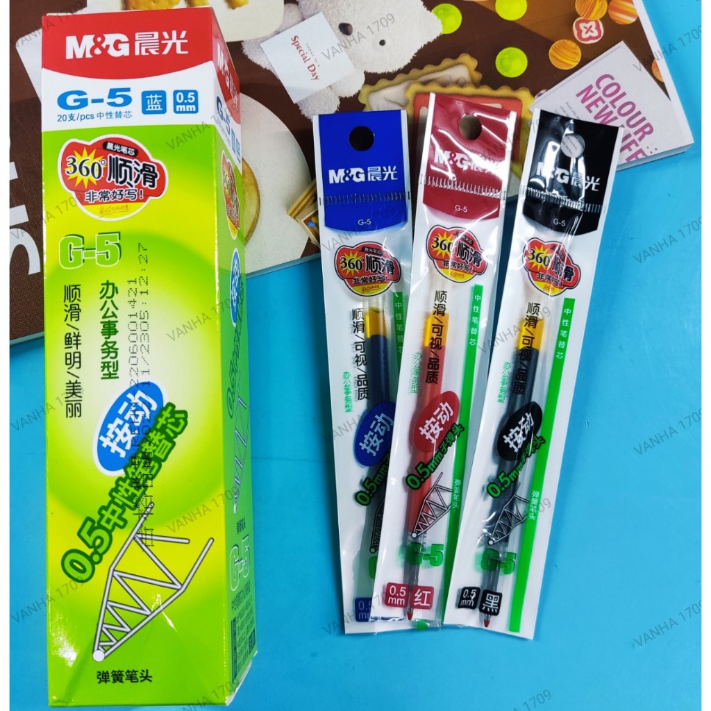M&G [ 05 vỉ] G5 ruột bút gel - Sử dụng cho bút nước M&G1163, M&G K35F6,... | Shopee Việt Nam