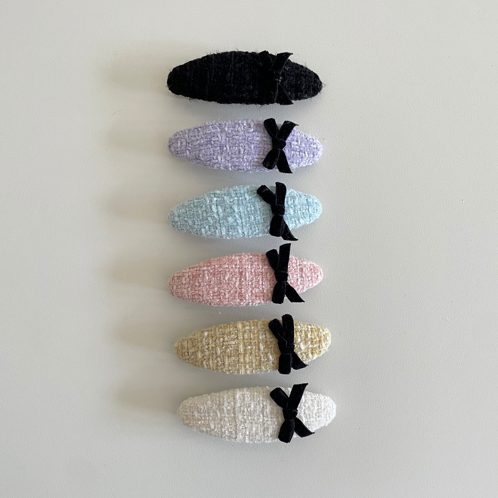 Kẹp Mái Bấm Thiết Kế Nơ Phối Vải Tweed Modleaf Tweed Ballet Pin Hàn