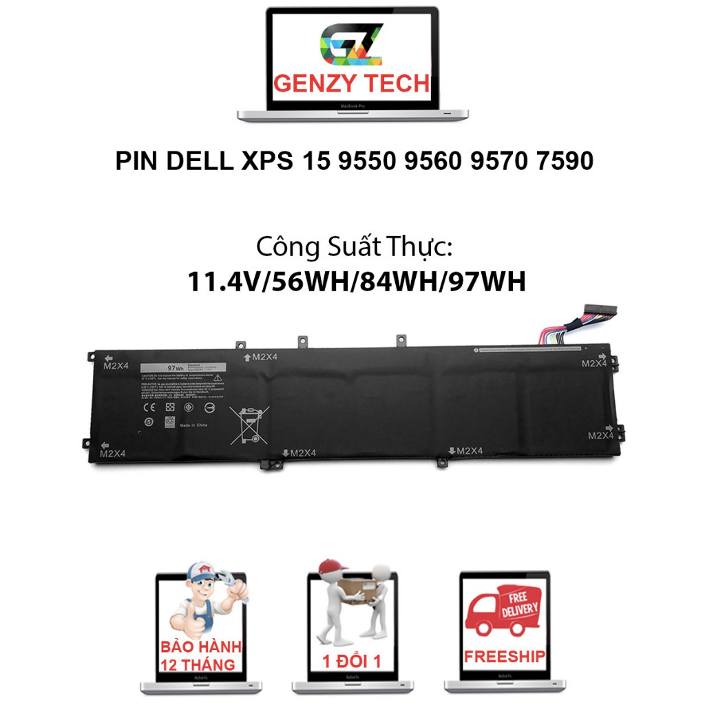 Pin laptop Dell XPS 15 9550 9560 9570 7590 Precision 5510 5520 5530 ...